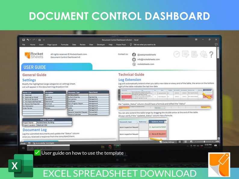 Document Control Dashboard: Dynamic Excel Report Management (instant ...