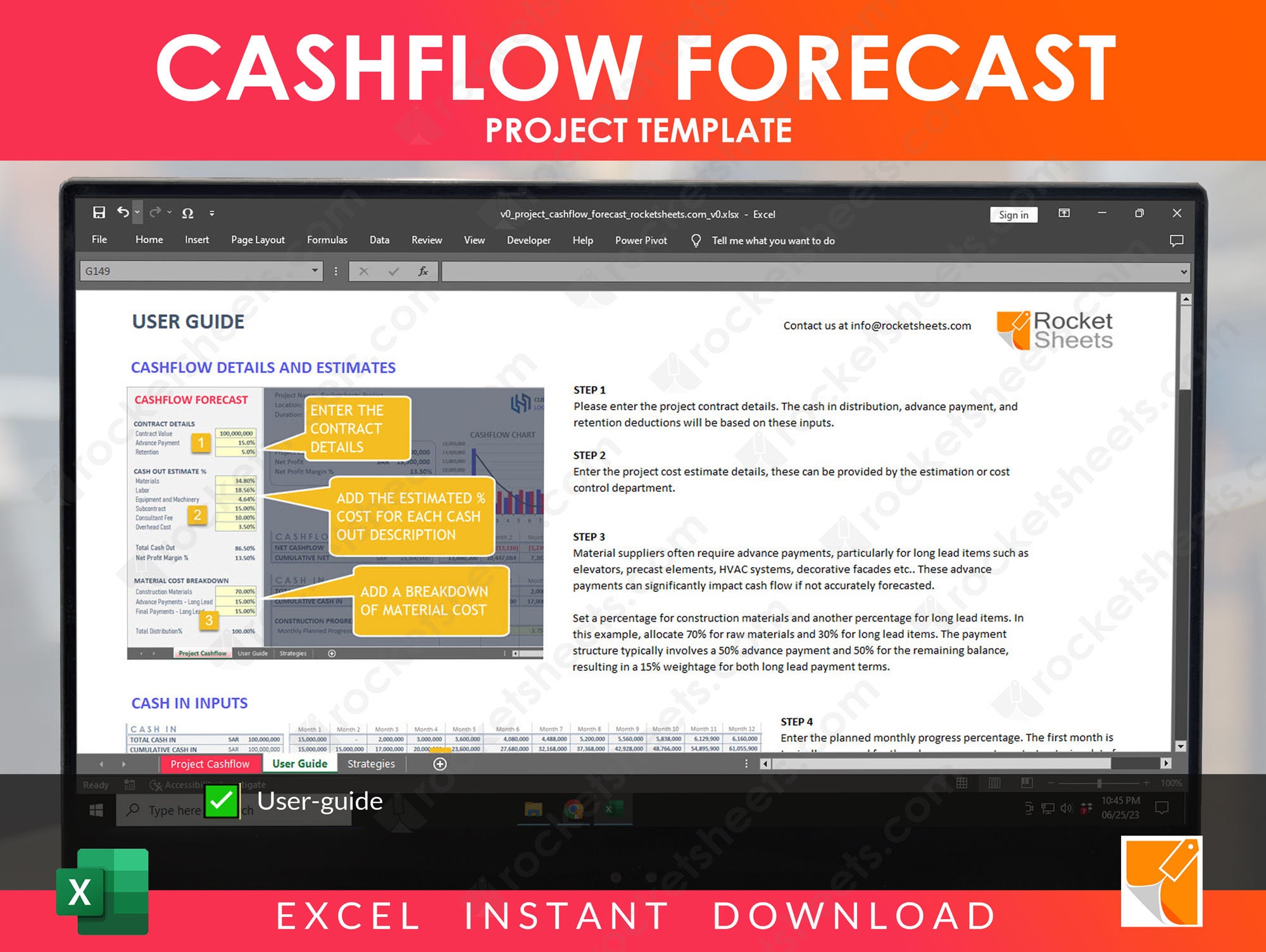 Cashflow Forecast Template, Project Expenses Planning, Project Cash ...