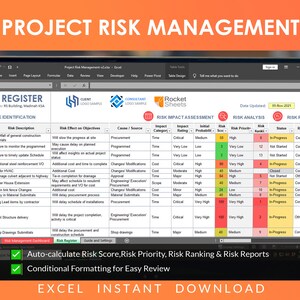 Project Risk Management Excel Template: PMBOK Guide Tool (digital ...