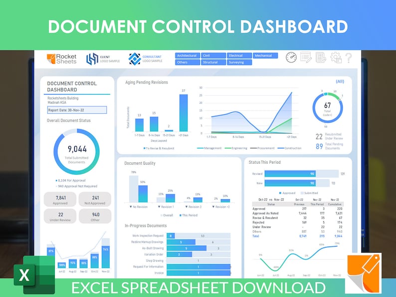 Document Control Dashboard: Dynamic Excel Report Management (instant ...