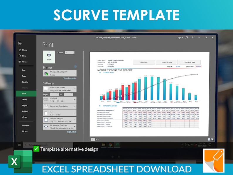 S-curve Project Management Excel Template (digital Download) - Etsy