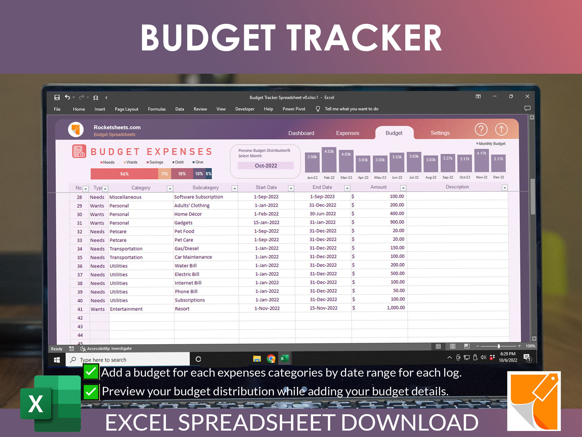 Budget Tracker Spreadsheet Monthly Budget Template Budget - Etsy