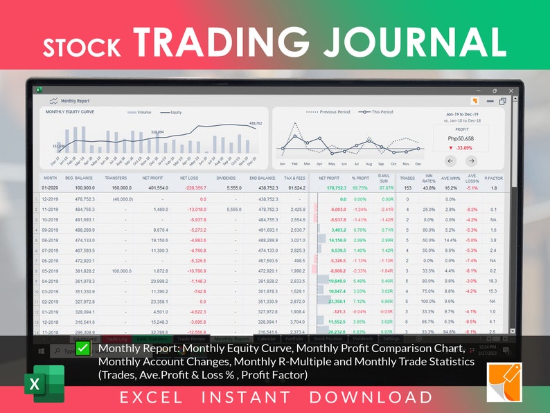 2025 Stock Trading Journal: Trade Tracker Excel Template (digital ...