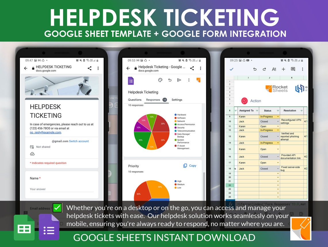 Helpdesk Ticketing Template: Google Sheets & Form Integration (digital ...