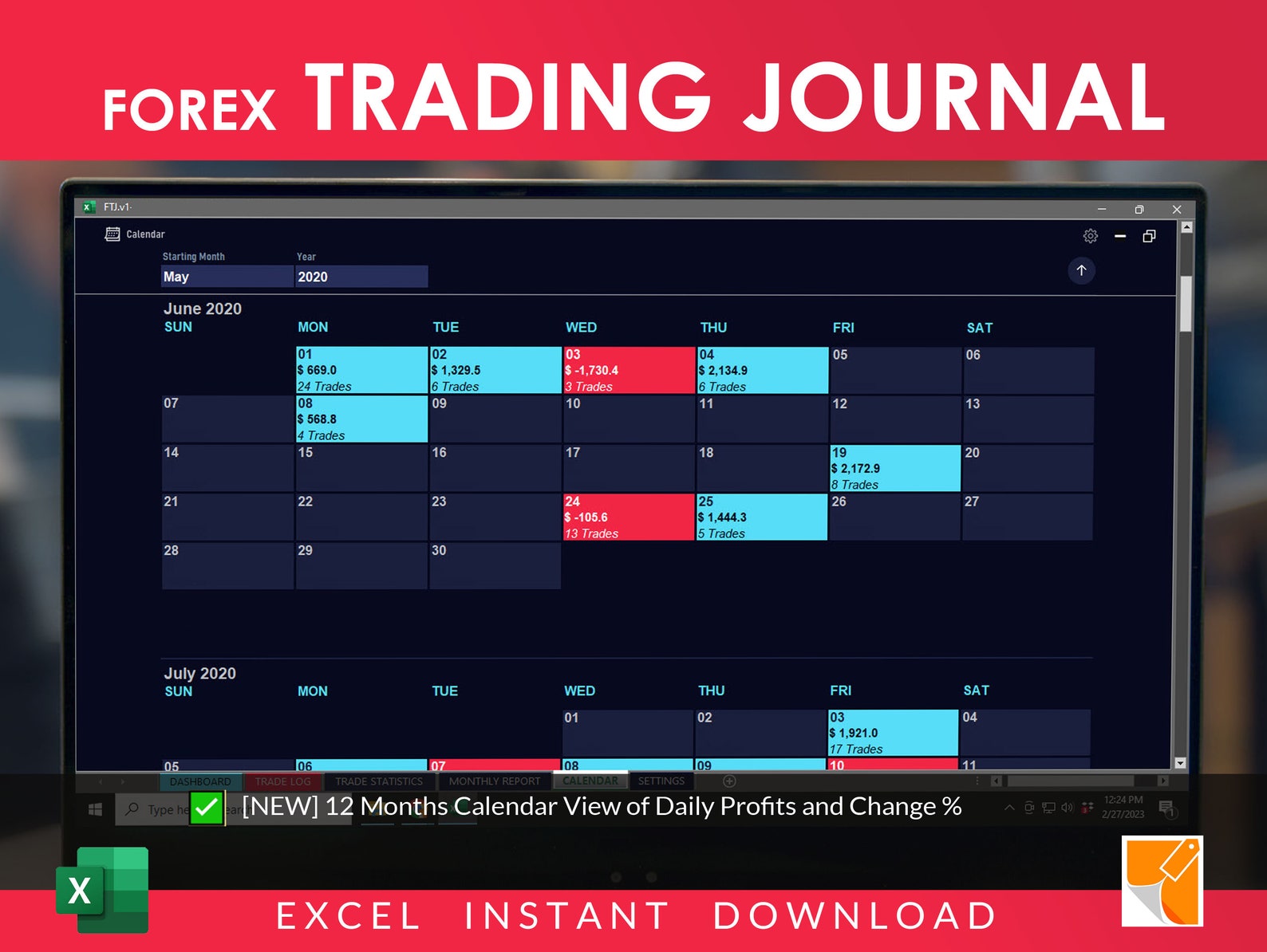 Forex Trading Journal Excel Template: Crypto, CFD, Stock Market ...