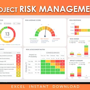 Project Risk Management Template, PMBOK Guide Tool, Risk Register Excel ...