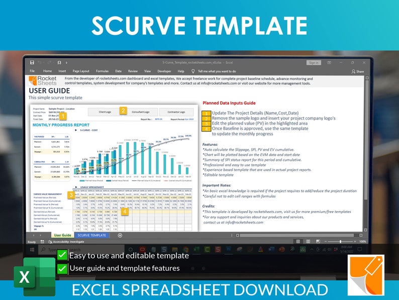 Management Template S-curve, Progress Report Scurve, Cash Flow Excel ...