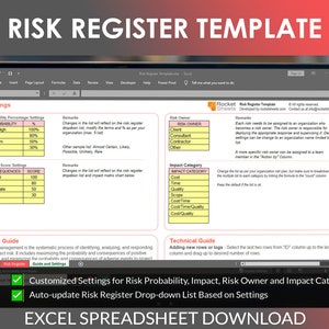 Risk Register Excel Template: PMBOK Guide, Risk Management (instant ...