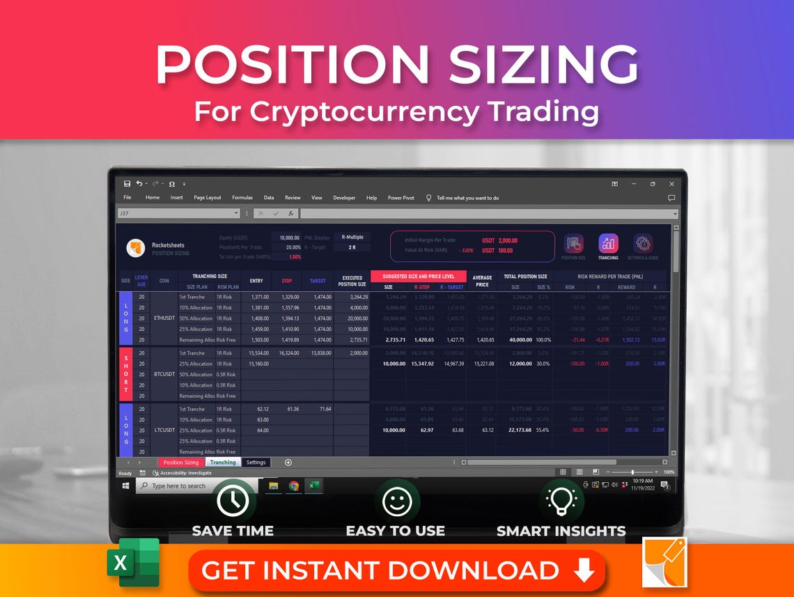 Crypto Position Sizing Tool: Trading Risk Management Excel Template ...
