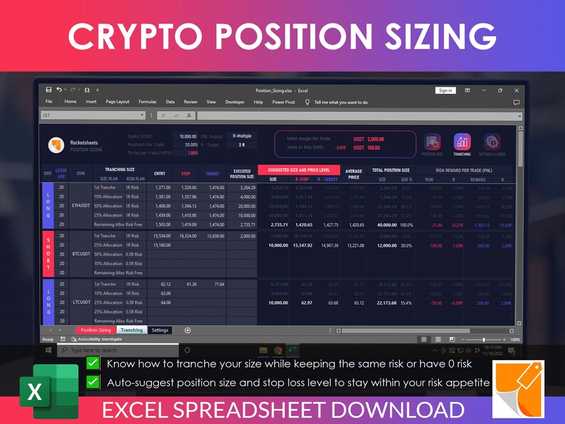 Crypto Position Sizing Tool, Trading Risk Management Template, Binance Futures Calculator ...