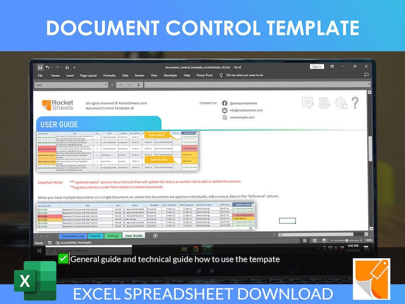 Document Control Template: Project Management Spreadsheet (instant ...