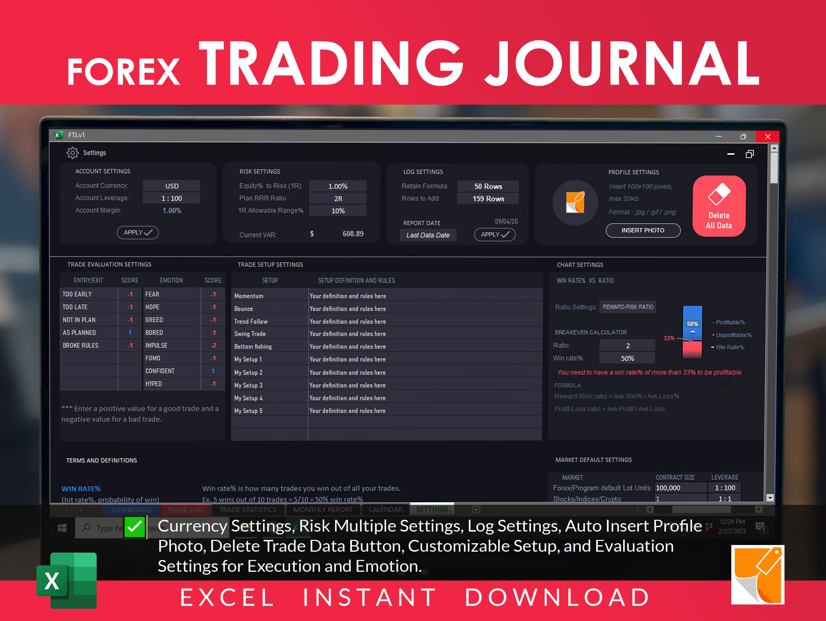 Forex Trading Journal Spreadsheet: Crypto, CFD, Stock Market (digital ...