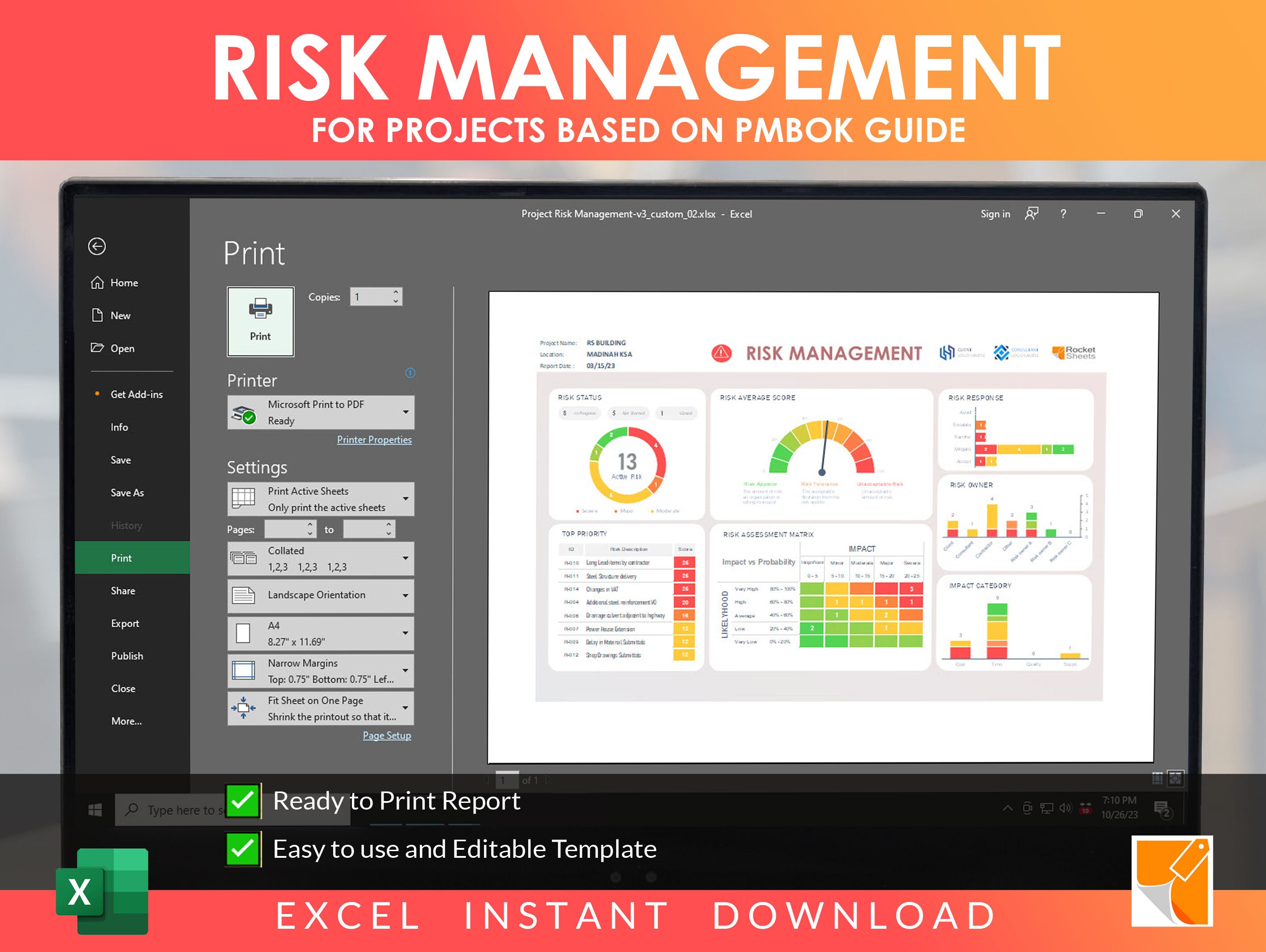 Risk Management for Projects, PMBOK Guide Tool, Risk Register Template ...