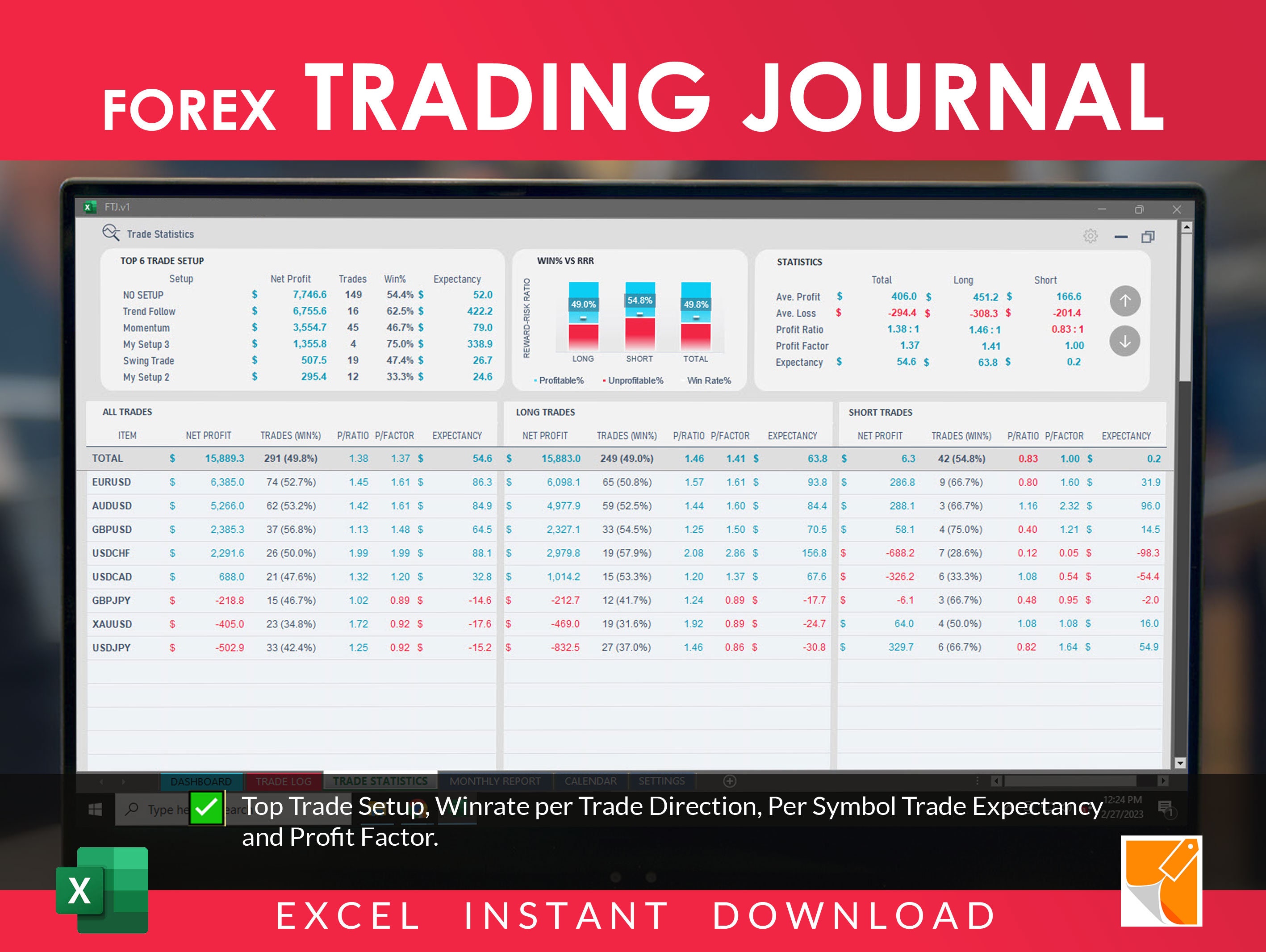 Forex Trading Journal Template: Crypto, CFD, Stock Market (excel) - Etsy