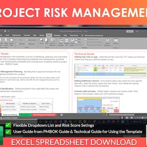 Project Risk Management Excel Template: PMBOK Guide Tool (digital ...