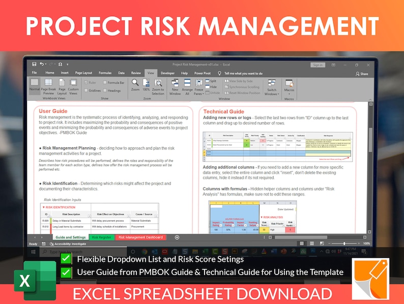 Project Risk Management Excel Template: PMBOK Guide Tool (digital Download) - Etsy