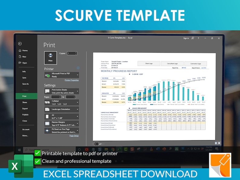S-curve Project Management Excel Template (digital Download) - Etsy
