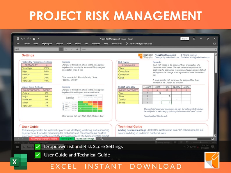 Project Risk Management Excel Template: PMBOK Guide Tool (digital Download) - Etsy