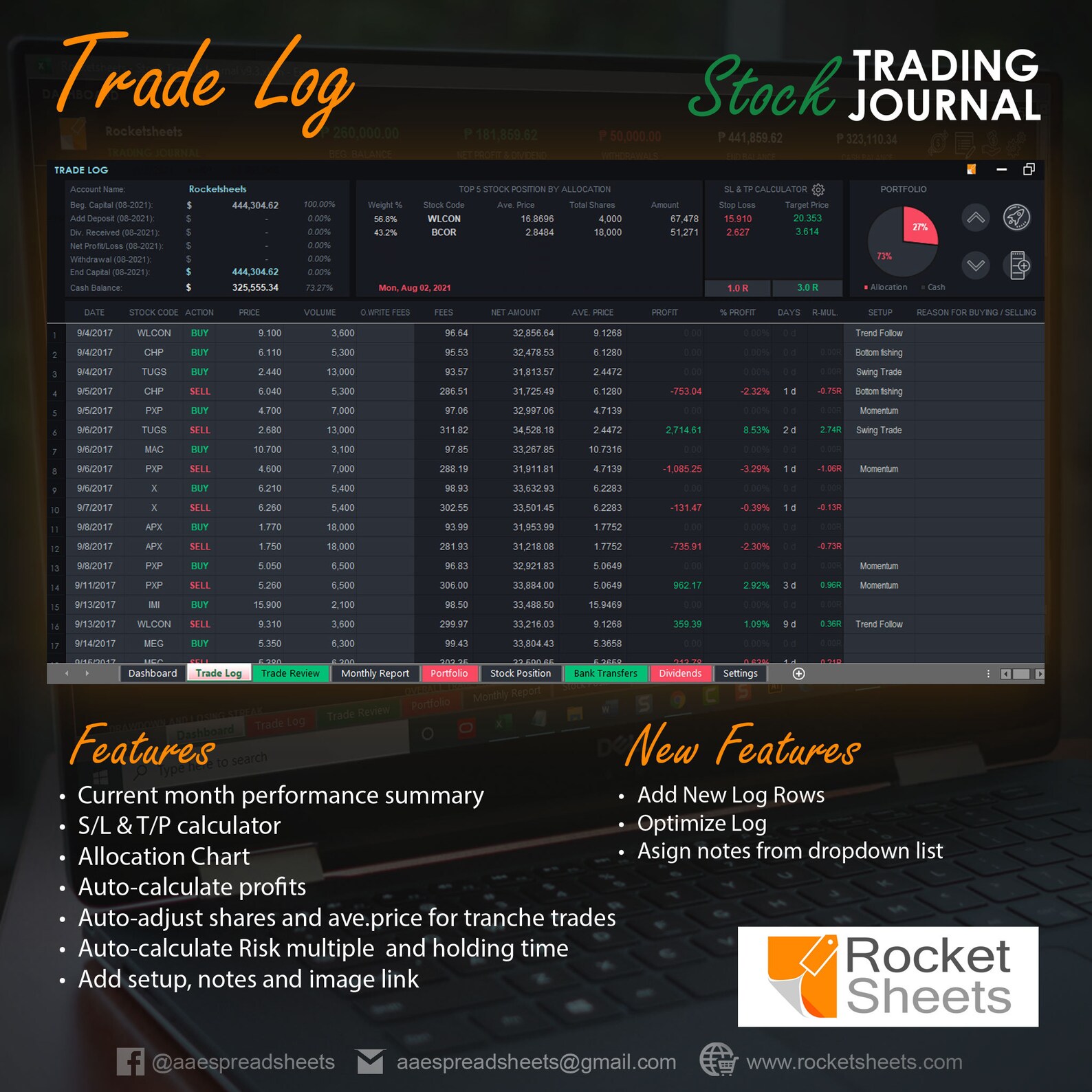 Stock Trading Journal Excel Template Trading Journal for - Etsy
