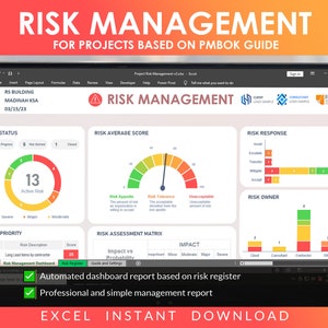 Project Risk Management Excel Template: PMBOK Guide, Risk Register ...