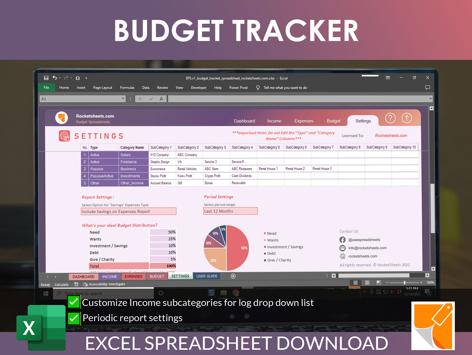 Budget Tracker Spreadsheet, Monthly Budget Template, Budget Planner ...