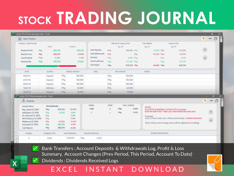 2025 Stock Trading Journal: Trade Tracker Excel Template (digital ...