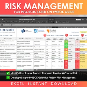 Project Risk Management Excel Template: PMBOK Guide, Risk Register ...