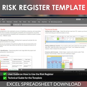 Risk Register Excel Template: PMBOK Guide, Risk Management (instant ...