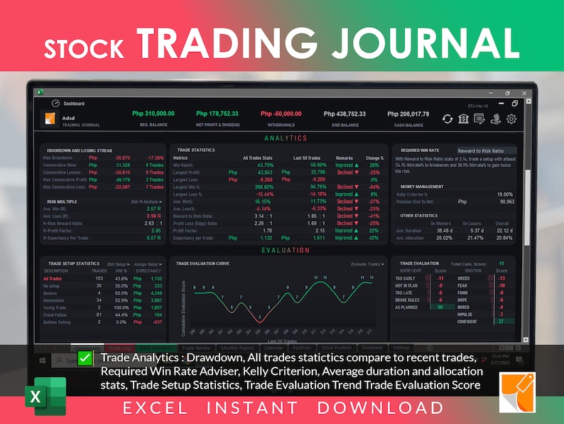 Stock Trading Journal Excel Template: Monitor Trading Performance ...
