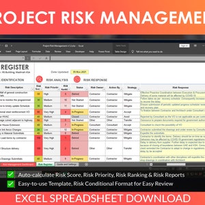 Project Risk Management Excel Template: PMBOK Guide Tool (digital ...