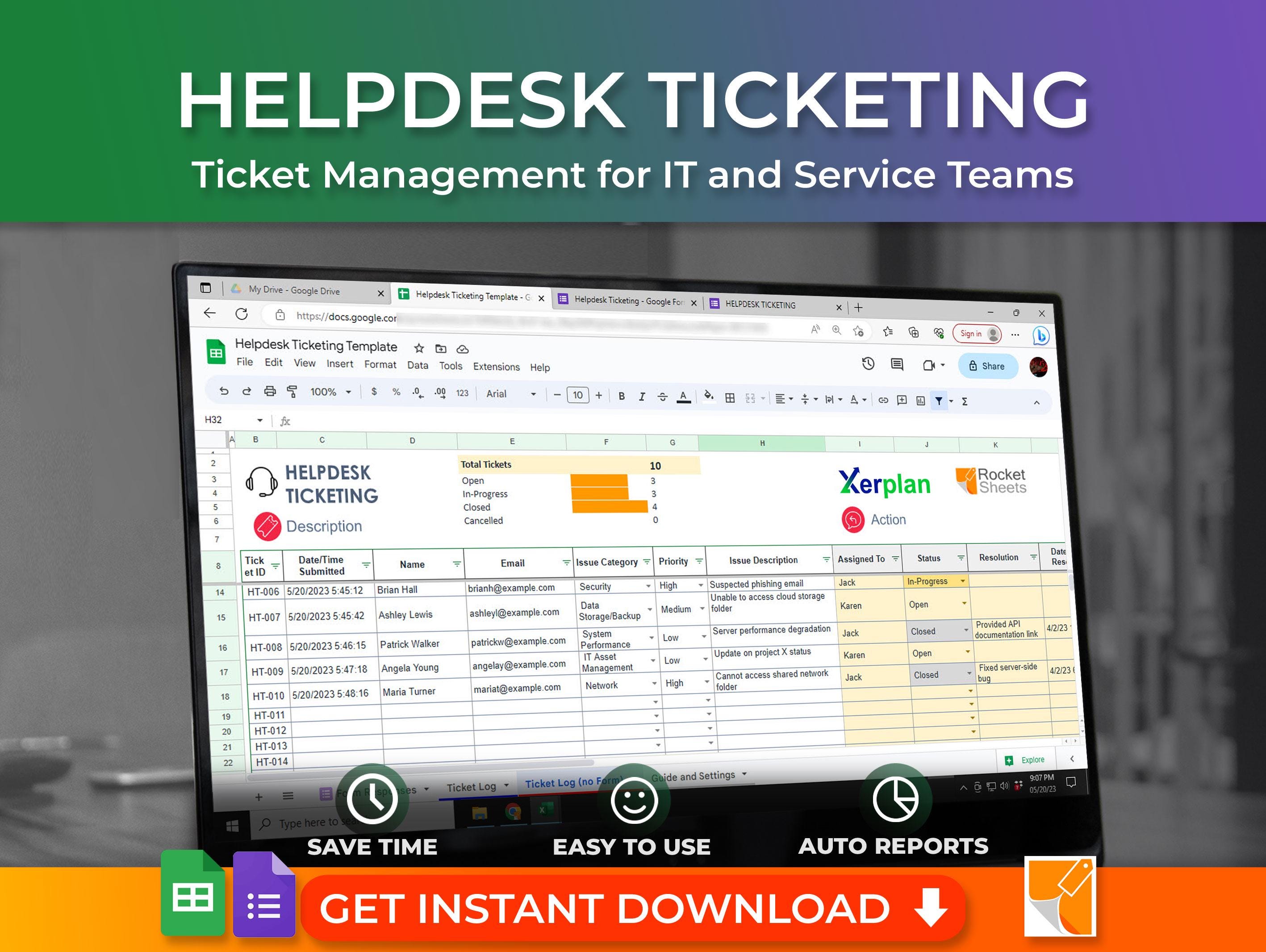 Helpdesk Ticketing Template: Google Sheets & Form Integration (digital Download) - Etsy