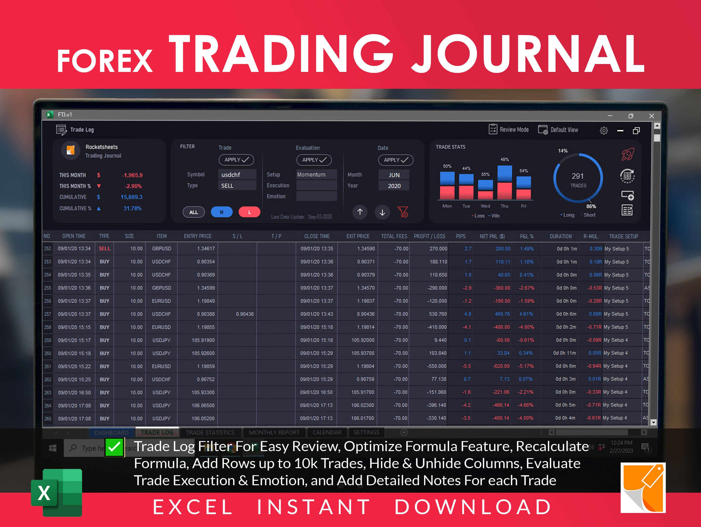 Forex Trading Journal Spreadsheet: 2026 Crypto, CFD, Stock Market ...