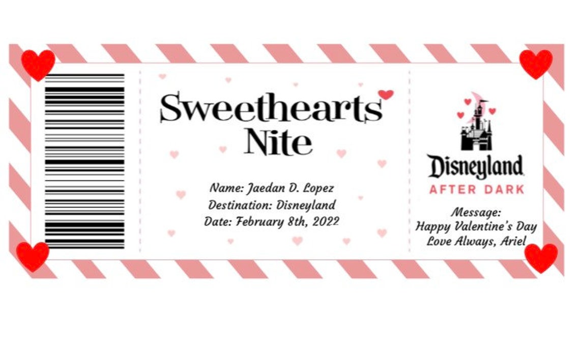 Printable Sweetheart Nite Ticket - Etsy