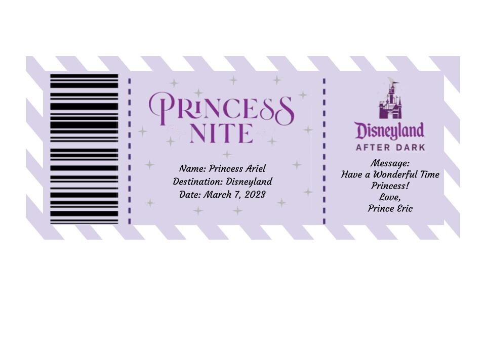 Printable Princess Nite Mock Ticket - Etsy