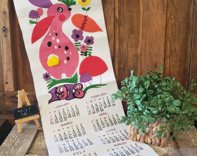 1973 Cloth Wall Calendar, Vintage Childs Calendar Banner, Retro Wall ...