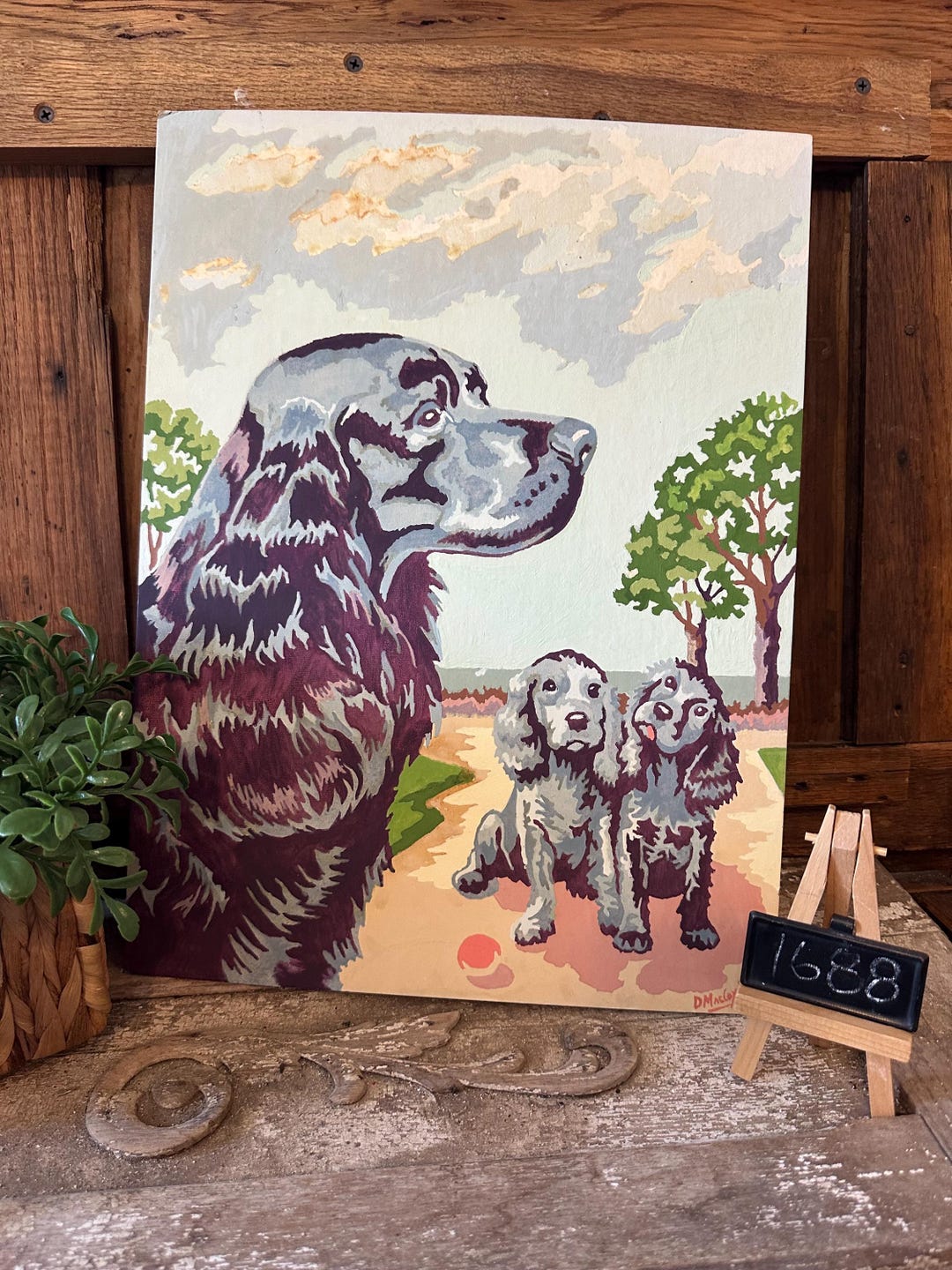 Vintage Paint by Number Black Cocker Spaniel Dog With Puppies - Etsy