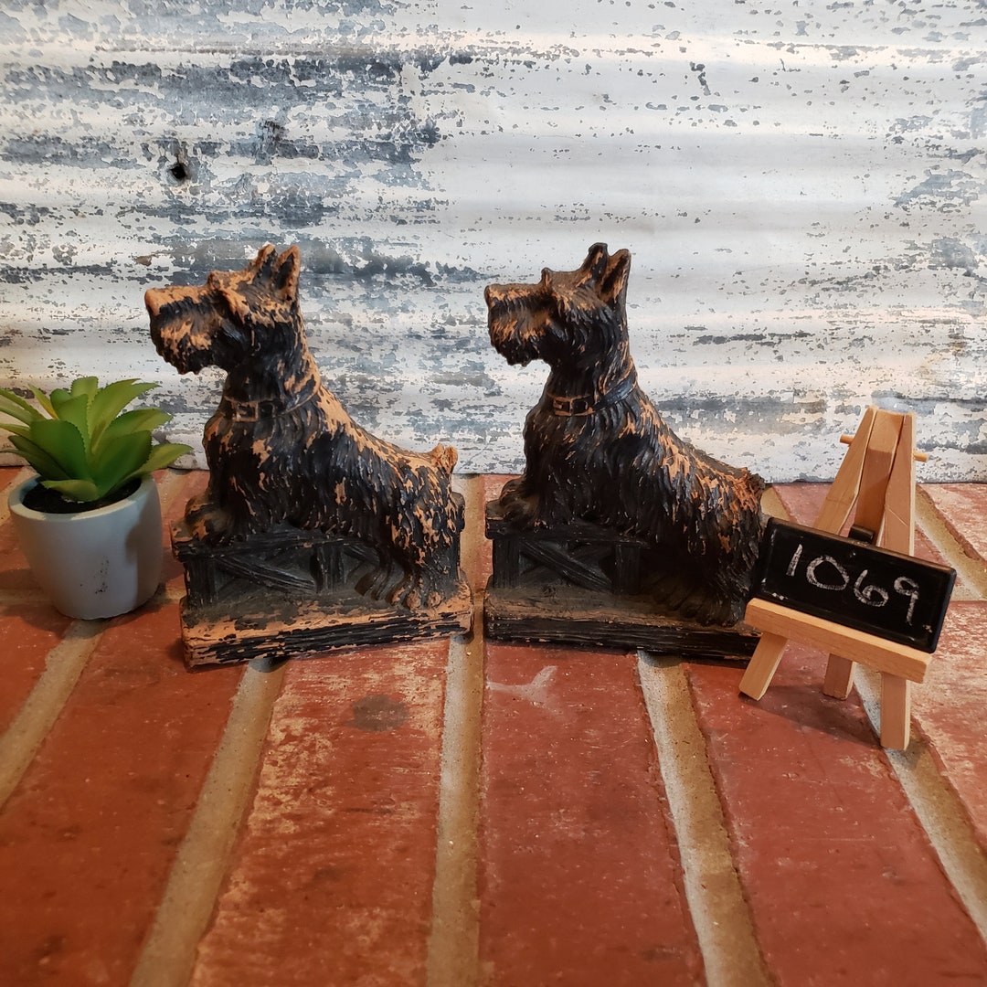 Wooden Scottie Bookends, Vintage Syroco USA Scottish Terrier Bookends ...