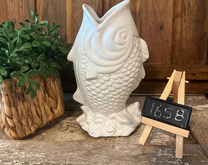White Ceramic Fish Vase, Koi Fish Vase - Etsy