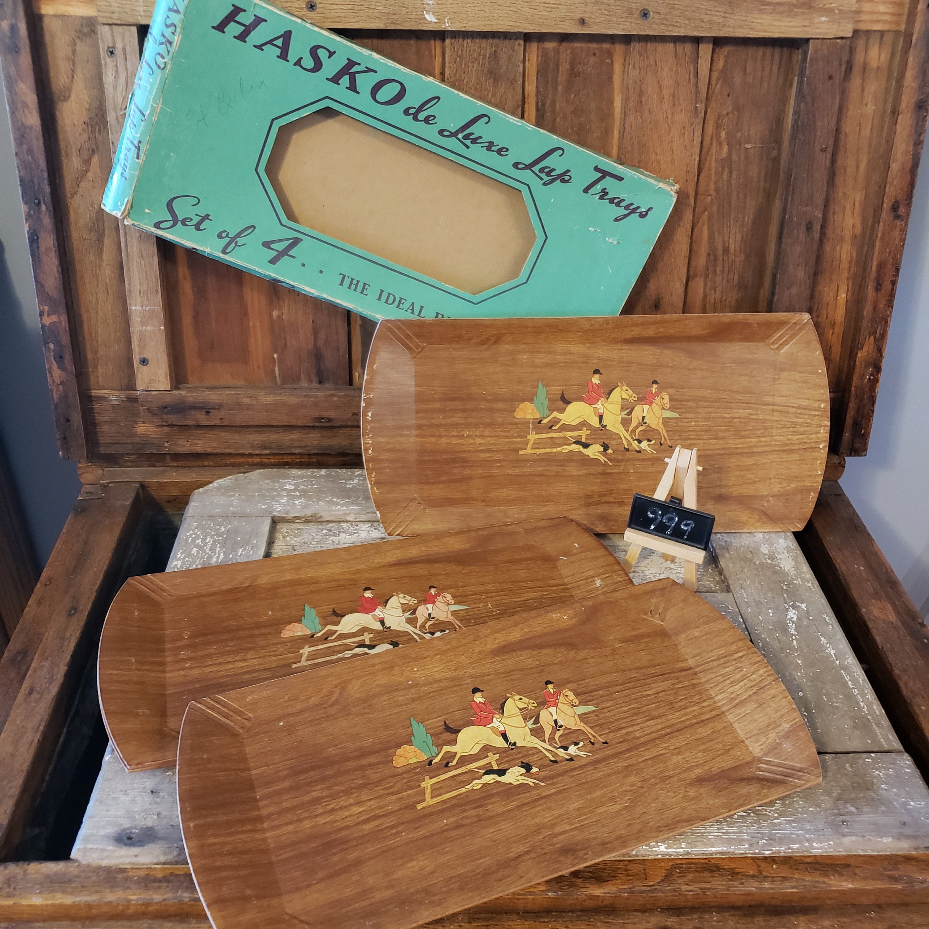 Kitchen & Dining Floral Tray Set with Original Box Haskelite Haskomold ...