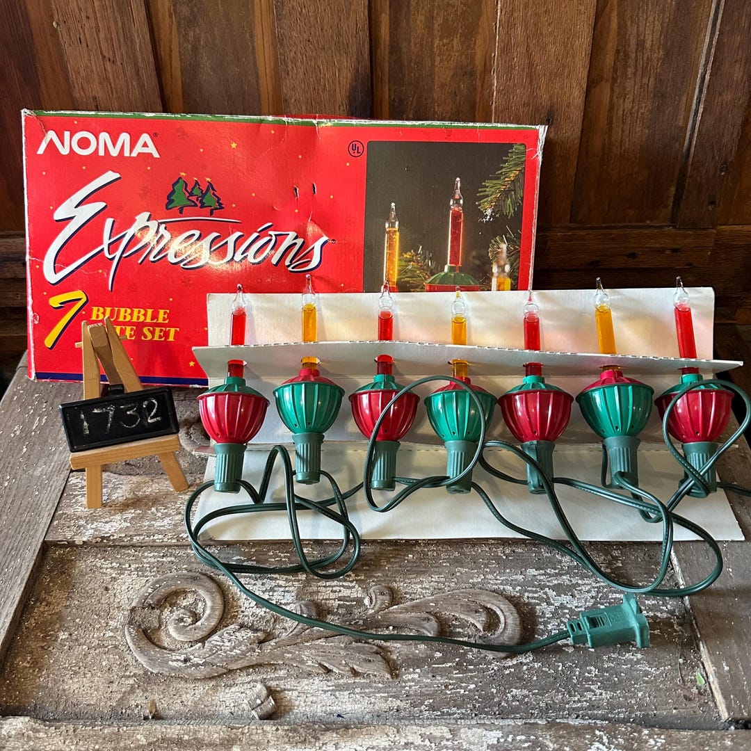 Vintage Noma Expressions Bubble Christmas Lights Set of 7, Retro Christmas Tree Bubble Lights - Etsy