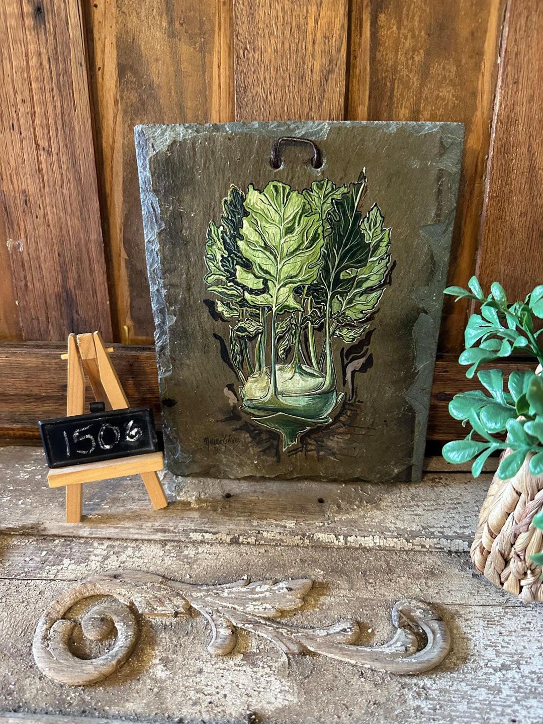Painted Kohlrabi Turnip on Slate, Vegetable Kitchen Decor - Etsy