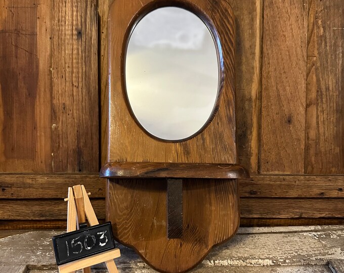 Vintage Wooden Mirrored Bookshelf, Retro Wooden Wall Shelf - Etsy
