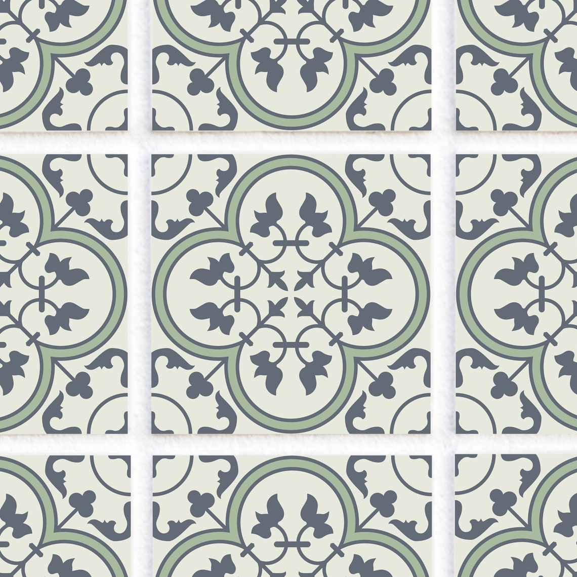 Tile Stickers Sage Green Vintage Tile Decals TS-003-28 - Etsy UK