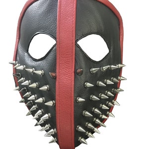 Men Punk Biker Genuine Leather Full Face Spike Mask Masquerade - Etsy