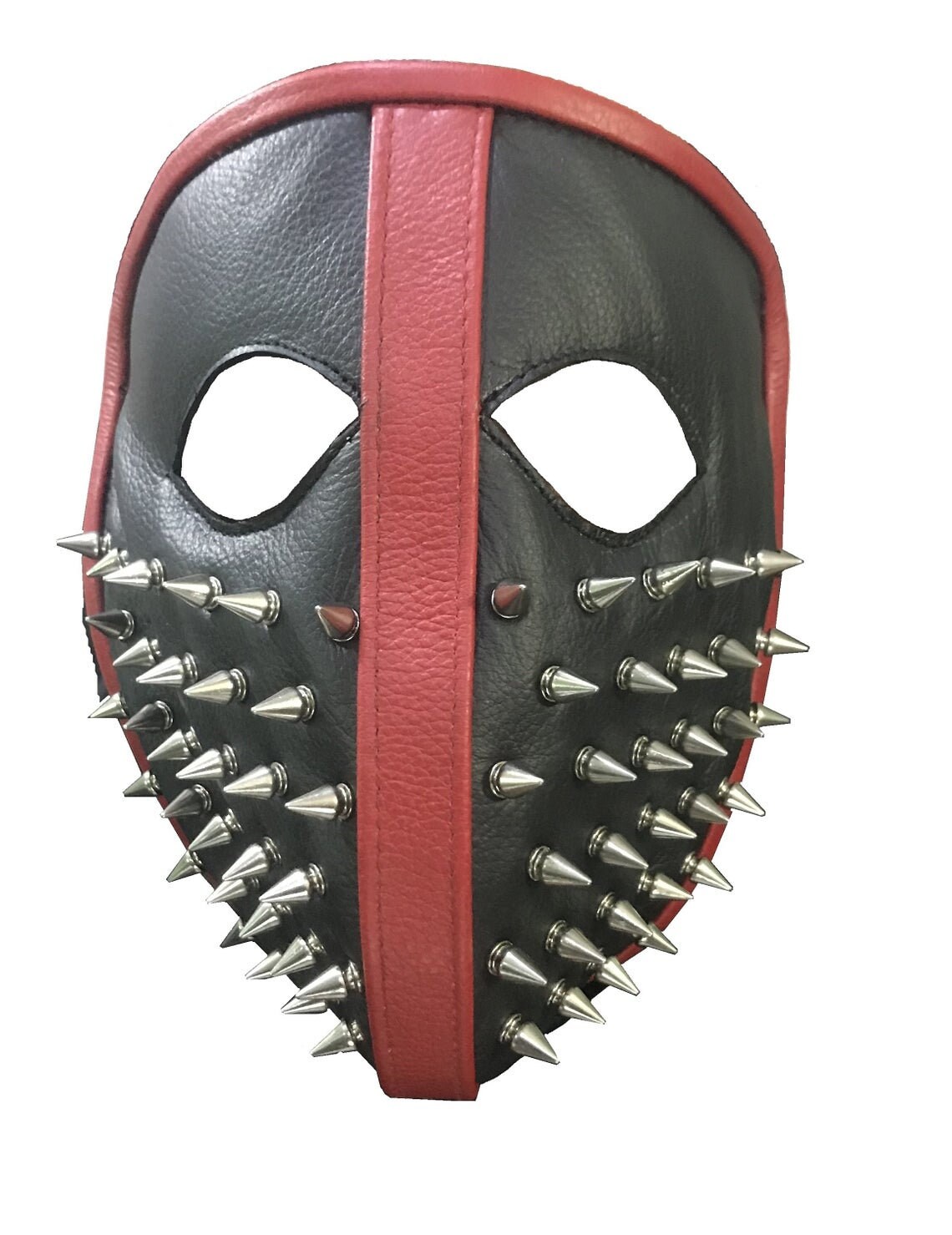Men Punk Biker Genuine Leather Full Face Spike Mask Masquerade | Etsy