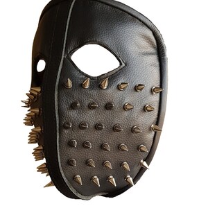 Men Punk Biker Genuine Leather Full Face Spike Mask Masquerade - Etsy