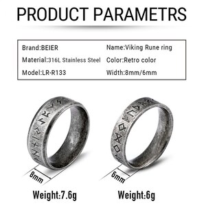 Odin Norse Viking Nordic Ring for Men Fashion Gothic Real Stainless ...