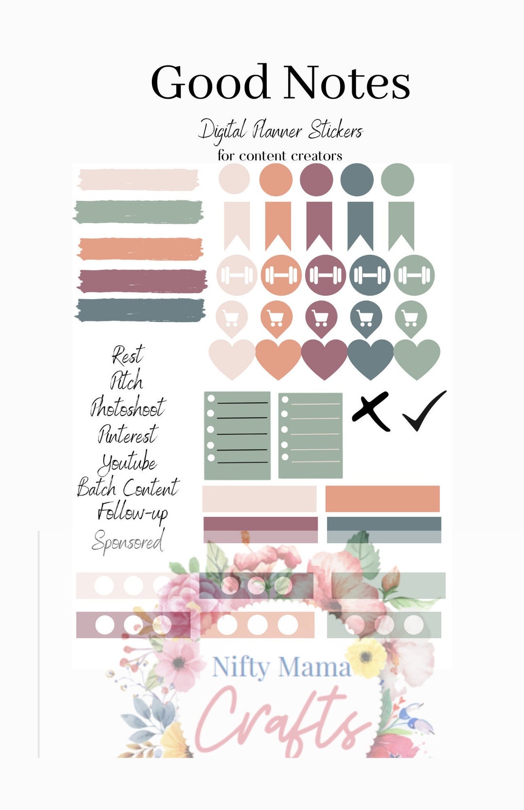 DIGITAL STICKERS | Content Creator Stickers | Pre-cut Goodnotes ...