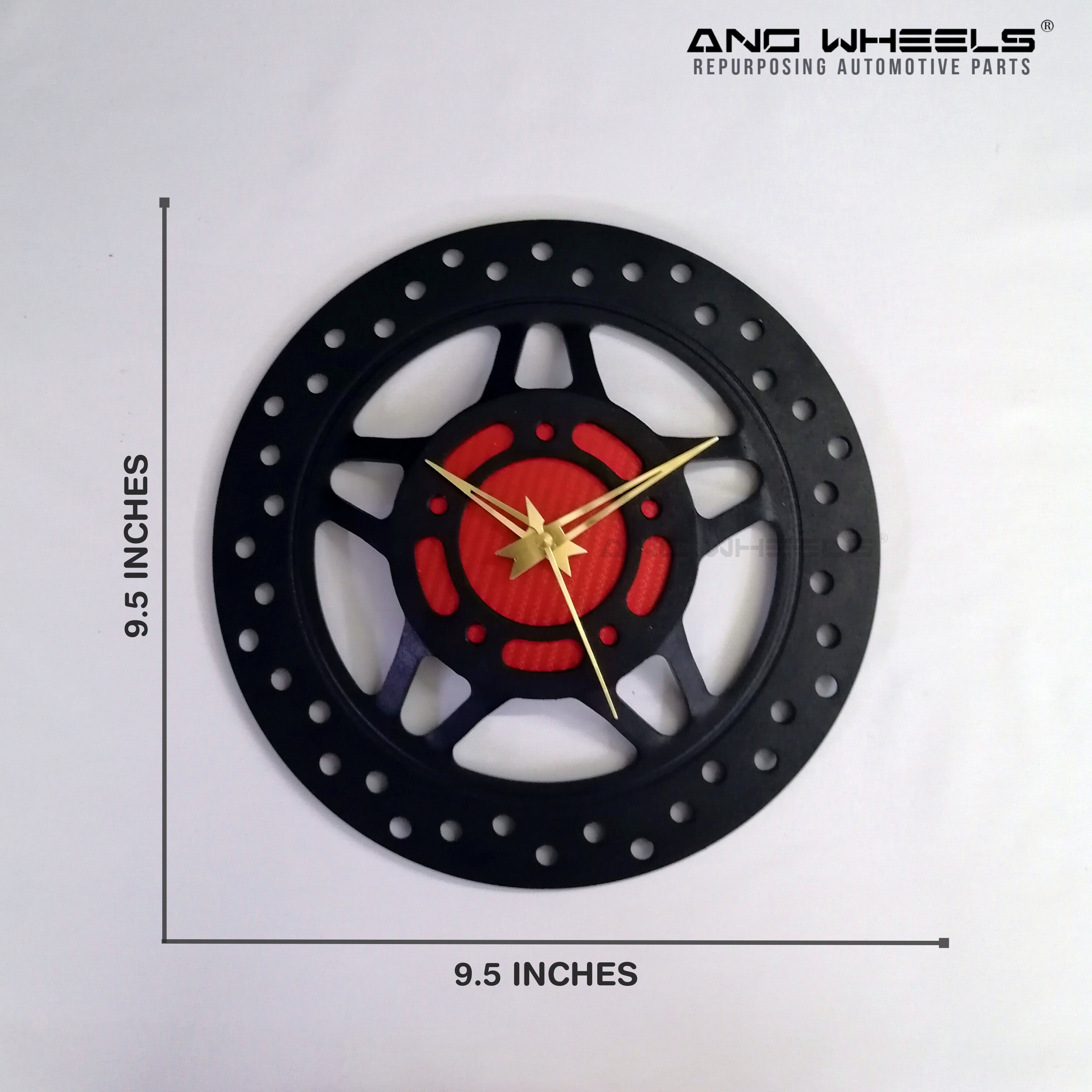 Motorcycles Elevated Brake Disc Wall Clock in Textured Black Color and ...