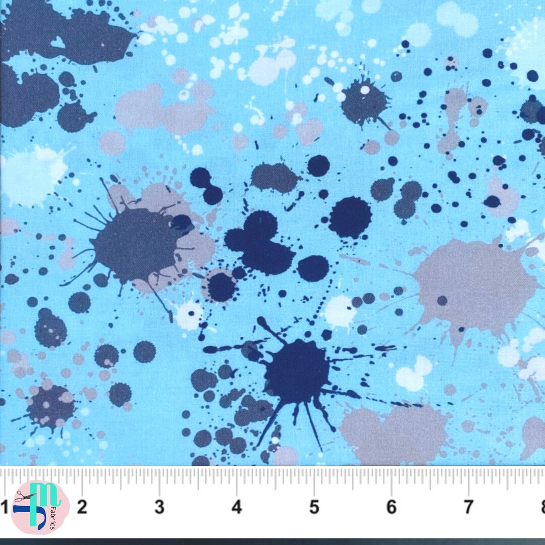Splatter in Waterfall - REMNANT 21.5"x43" for Robert Kaufman Fabrics ...